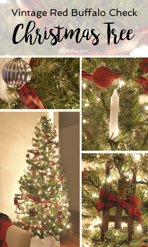 Vintage Inspired Red Buffalo Check Christmas Tree - Create Pray Love